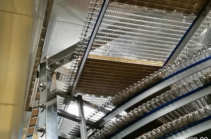Quality SUS201 Square Steel Tube Single Tower Bread Cooling Conveyor for sale