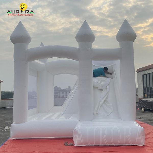 Quality Customized Inflatable Bouncy Castle With Slide Wedding White Bounce House for sale