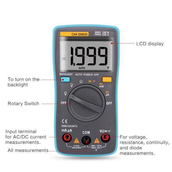 Quality 0.700Kg Handheld Digital Multimeter Voltage Tester RoHS Approved for sale