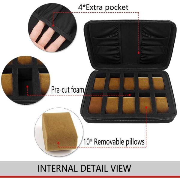 Quality Hand Made Spandex EVA Watch Case Embossing Logo Collection Box for sale