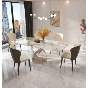 Quality Luxury Contemporary Dining Table Chair Sets With X Stainless Teel Base for sale
