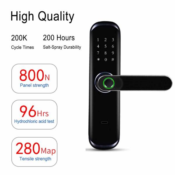 Quality Biometric Fingerprint Keypad Keyless Door Lock Smart Home Tuya APP Wifi for sale