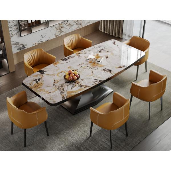 Quality Ceramic Stainless Steel Marble Dining Table Rectangle Shape for sale
