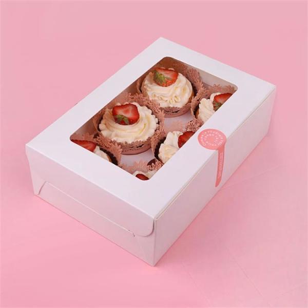 Quality Recyclable CupCake Takeaway Custom Food Packaging Boxes Spot UV for sale