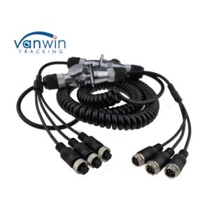 Quality PVC DVR Accessories , 7Pin PU Truck Trailer Rear View Camera Cable with 3CH for sale