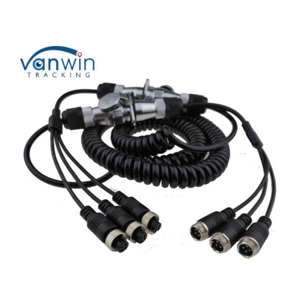 Quality PVC DVR Accessories , 7Pin PU Truck Trailer Rear View Camera Cable with 3CH for sale