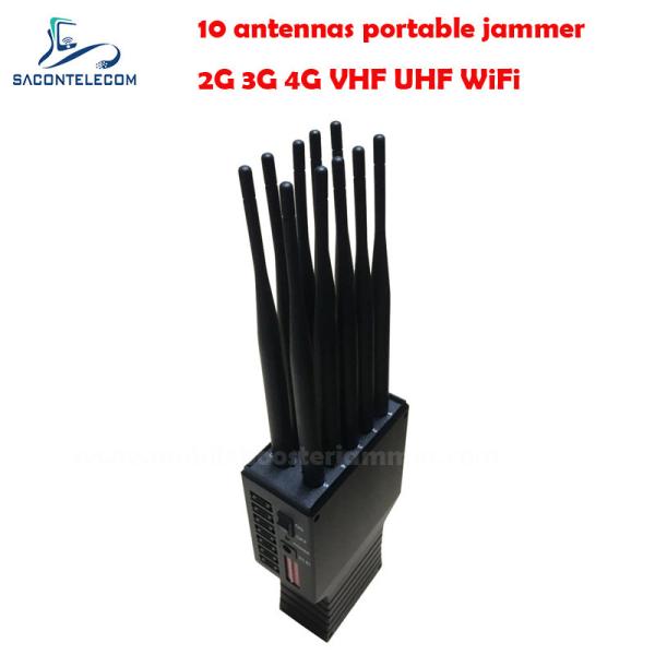 Quality 20m Radius Portable Signal Jammer with 4500mAh Battery and 10 Channels for GSM DCS CDMA 3G 4G WiFi for sale