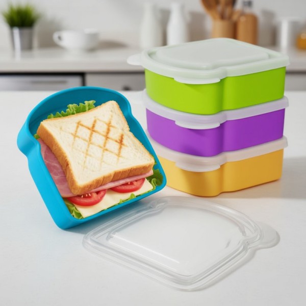 Quality Wholesale Silicone Sandwich Lunch Box Food Grade Leakproof BPA Free Lunch Container for Work School for sale
