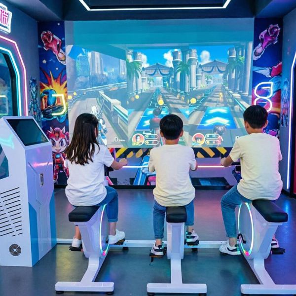 Quality Multiplayers Cycling Racing Sport Projection interactive Bicycle Simulator Ride Spinning Bike Game Machine for Gym Amusement Park for sale