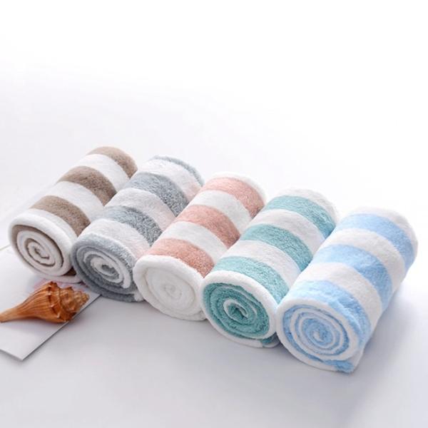 Quality Super Dry Stripe Microfiber Hair Turban Towel For Travel for sale