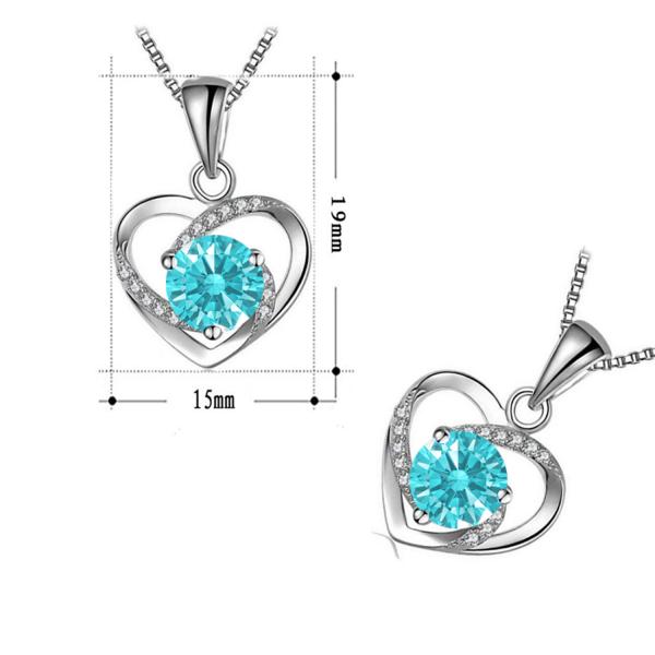 Quality 5A CZ Sterling Silver Heart Pendant Necklace for sale
