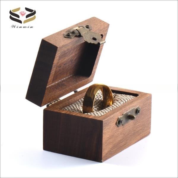 Quality Walnut Wooden Ring Box Solid Wood Packaging Boxes Custom Logo 60*40*36mm for sale