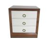 china Walnut Wood Frame Bedroom Night Stands With 3 White Finish Front Panel Drawers