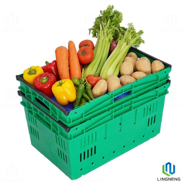 Quality 48L Nestable Plastic Crates , Stackable Plastic Harvest Crates for sale