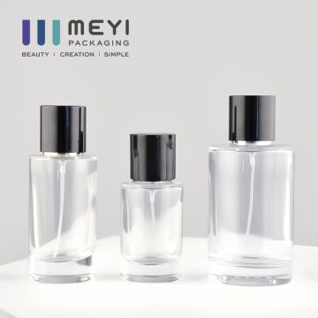Quality No Spill 100ml Clear Glass Perfume Bottles With Black Magnetic Perfume Cap for sale