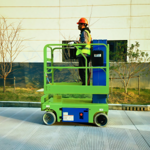 Quality Self Propelled Full Electric Vertical Lift Oil Free Aerial Work Solution for sale