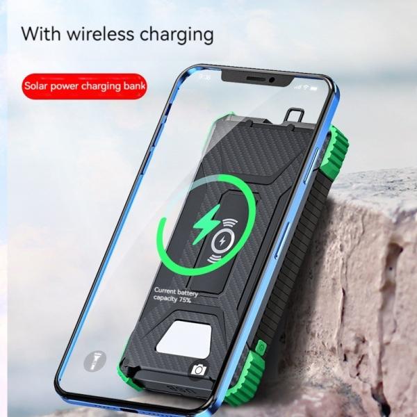 Quality Wireless Output 5W Solar Power Bank 2.1A Output 10000mAh for iPhone 15 Outdoor for sale
