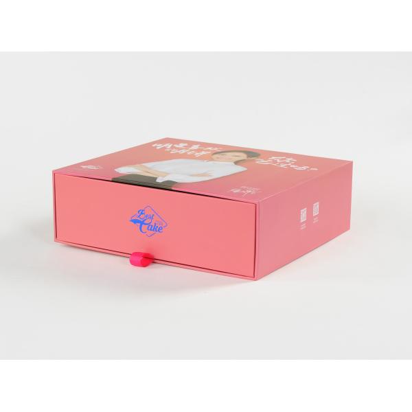 Quality Pink Paper Drawer Boxes With Silk Belt Whole Printed Single Layer for sale