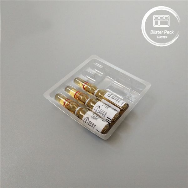 Quality Customized Plastic Ampoule Medical Blister Packaging Tray for 1ml Vials Clear PVC Disposable for sale