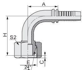 20491 Metric Female Flat Seat 90 Elbow Hydraulic Hose Connectors and Fittings 20491
