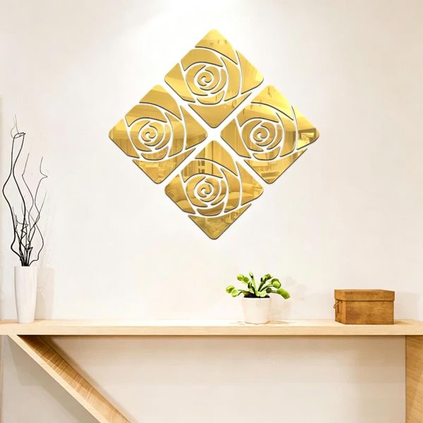 Quality Laser Engraved Gold PMMA Acrylic Mirror Sheet Decorative Pattern for Hotel for sale