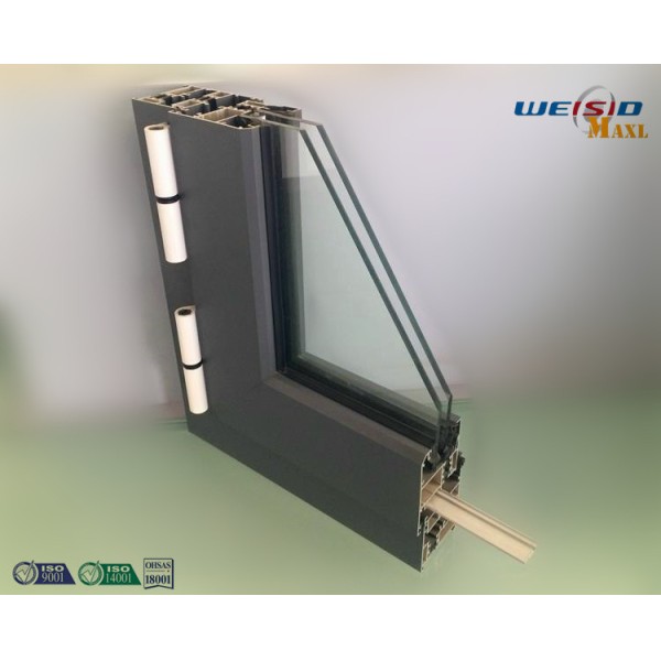 Quality Gray Color Double Layers Glass Aluminium Window Profiles / Combined Windows for sale