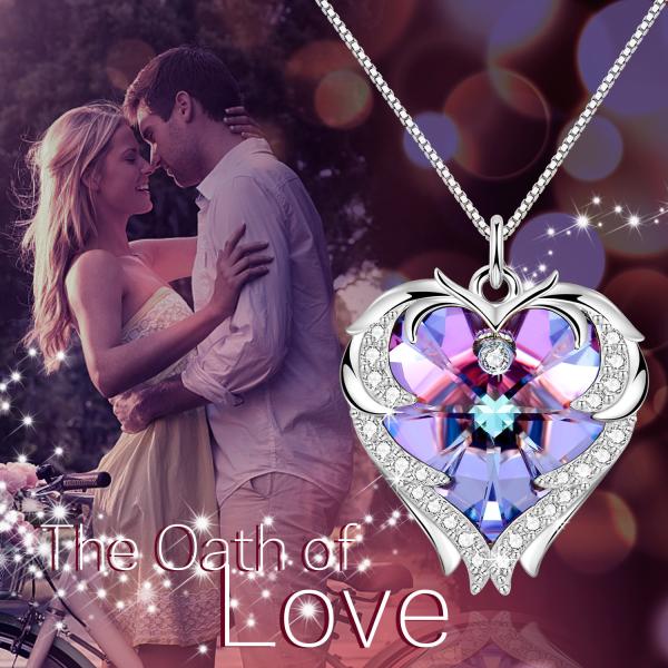 Quality Purple Sterling Silver Heart Pendant Necklace for sale