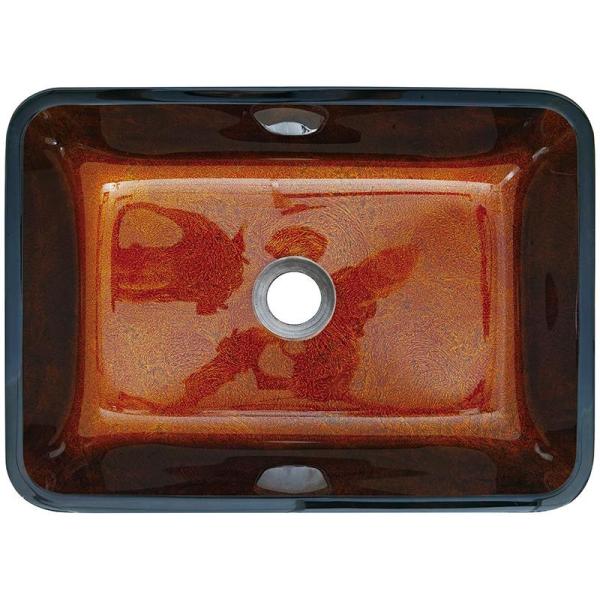 Quality Russet Brown Tempered Glass Basin Bowl Rectangular Table Top Solid for sale