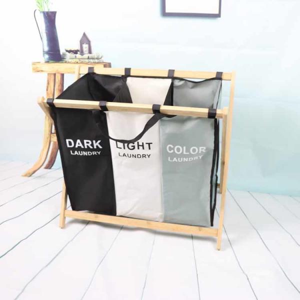 Quality Reusable Folding Collapsible Laundry Hamper For Clothes Socks Sturdy Bamboo Wood for sale