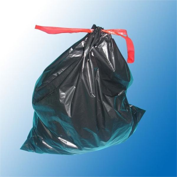 Quality 8 Gallon Beige Drawstring Kitchen Trash Bags Plastic White Clear Surface for sale