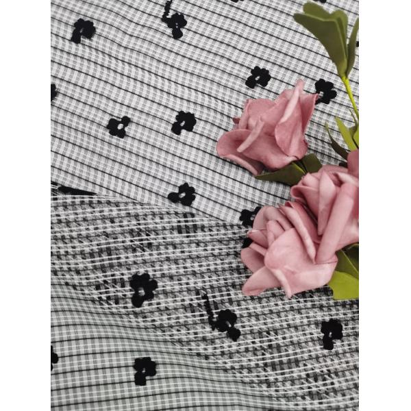 Quality Flower Tulle Flocked Mesh Fabric Mesh with flocking design for sale