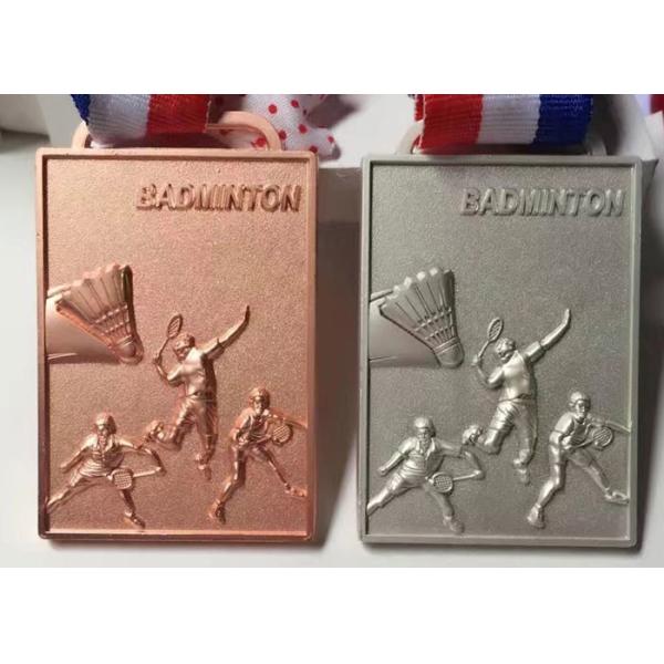 Quality Square Shape Custom Metal Medal 70*50*4mm For Team Badminton Games for sale