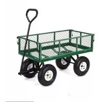 Quality Mesh Sides Steel Heavy Duty Yard Wagon Convenient For Industrial And Shopping for sale