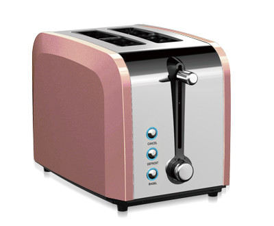 Quality 2 Slice Wide Slot Polished Stainless Steel Toaster Defrost Function for sale