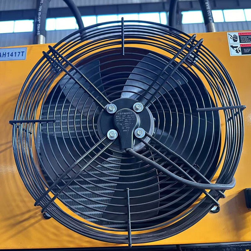 Close-up view of cable tray punching machine components