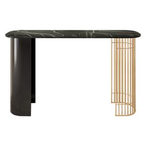 Quality Iron And Stainless Steel Black Console Table With Marble Top for sale