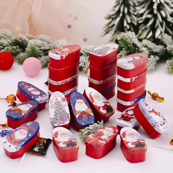 Quality Christmas Gift Tin Box 0.22mm Small Rectangular Iron Cans Tin Containers PMS for sale