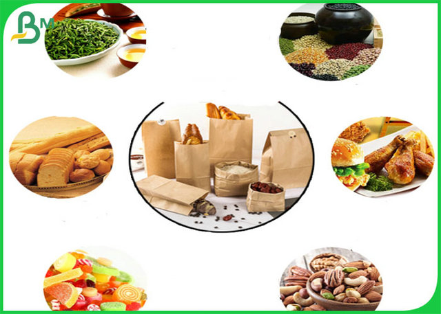 80g FDA Certified Brown Kraft Paper Roll For Making Paper Bags