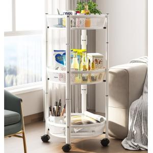 Quality No Installation Rotating Kitchen Storage Rack Foldable Shelf Anti Rust For High for sale