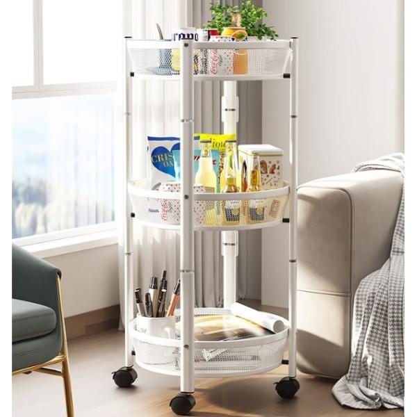 Quality No Installation Rotating Kitchen Storage Rack Foldable Shelf Anti Rust For High for sale