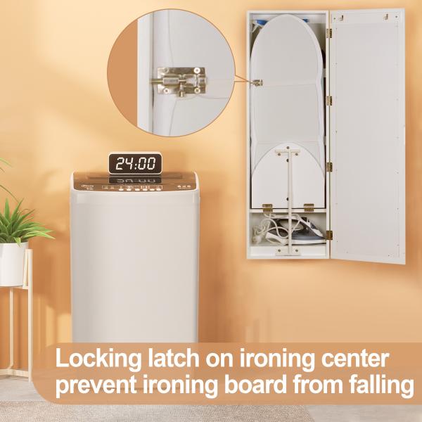Quality Folding Wall Mounted Ironing Cabinet White MDF Wood EU Standard for sale
