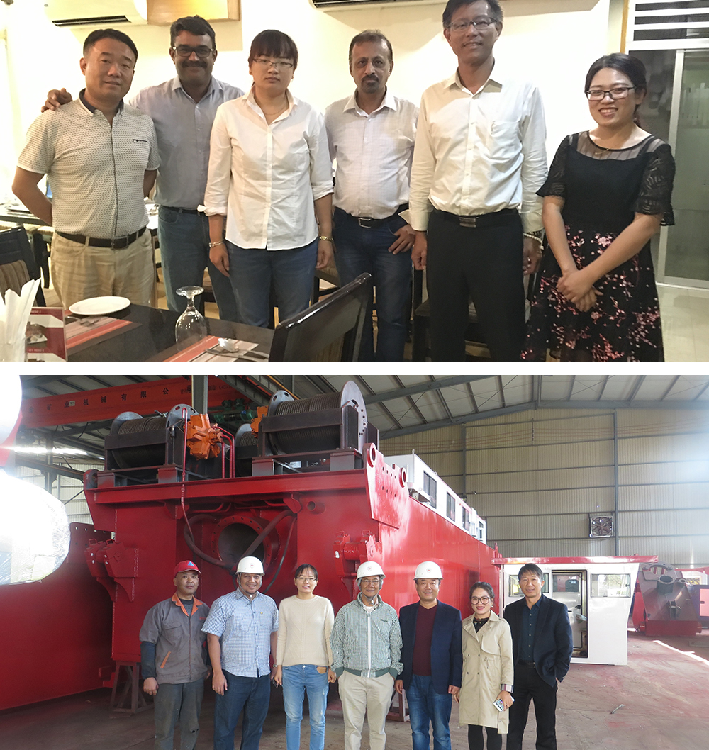 Company showroom with dredger models