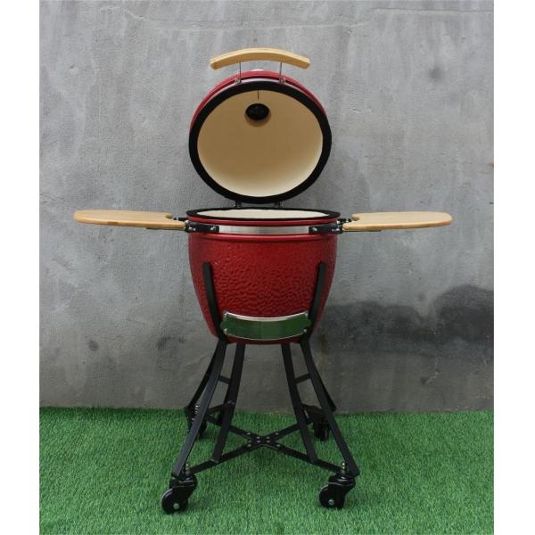 Quality 17 Inch Ceramic BBQ Kamado Royal Red Color 44cm Kitchenware Black Coated Iron for sale