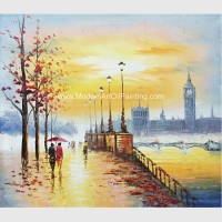 Quality Hand Painted Paris Oil Painting Acrylic Scenery Building Eco Friendly For Wall for sale