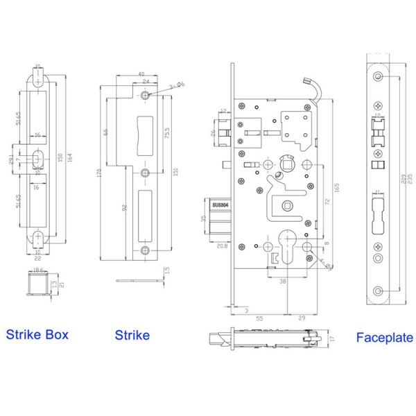 Quality European Latch Security Smart Door Lock in Stainless Steel 304 Customized by for sale