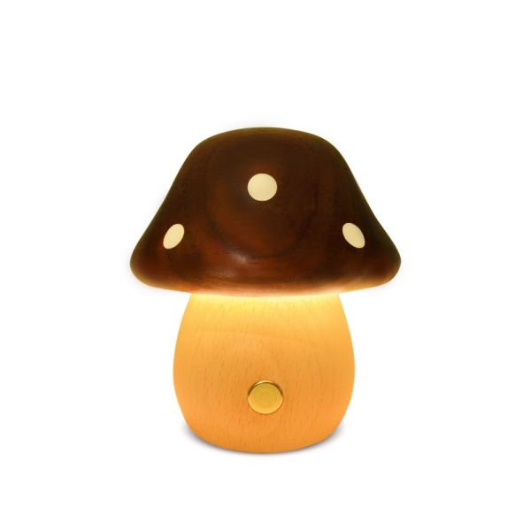Quality This Vintage Style Mushroom Lamp Combines Wood Craftsmanship with Soft Ambient Lighting for sale