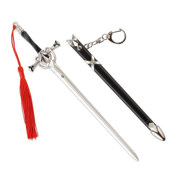 Quality Zinc Alloy Automatic Elastic Moving Mini Sword Keychain Black Fate Joan Of Arc for sale