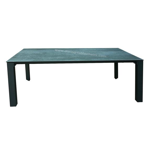 Quality 1.65 Meter Rectangular Glass Dining Table With Chinese Ceramic Triangular Legs for sale