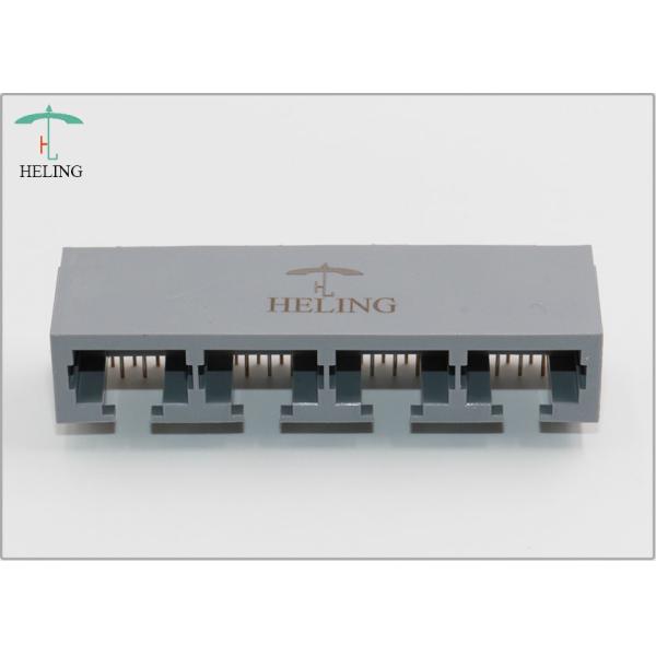 Quality Unshielded 1x4 Four Ports RJ45 Female Connector For Network Modem Grey Color for sale
