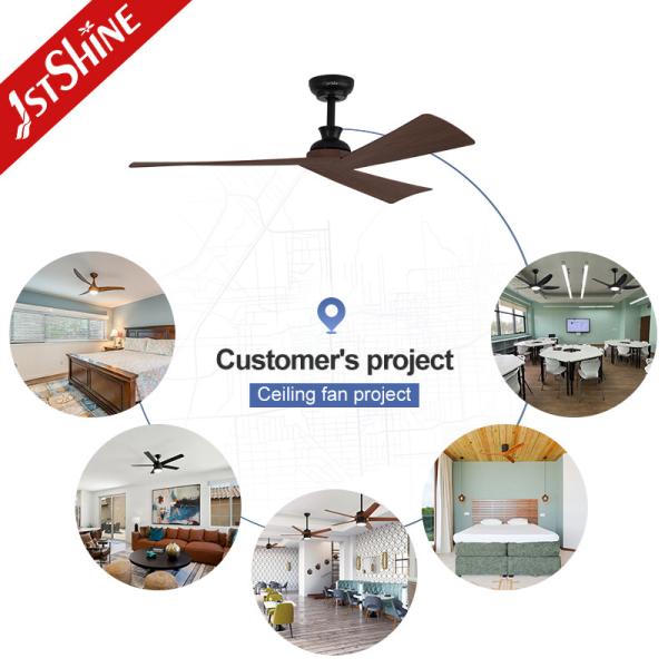 Quality Sleek Black Ceiling Fan with Dark Wood Grain Blades for sale
